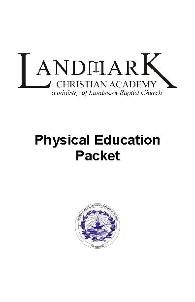 Physical Education Packet – Landmark's Freedom Baptist Curriculum